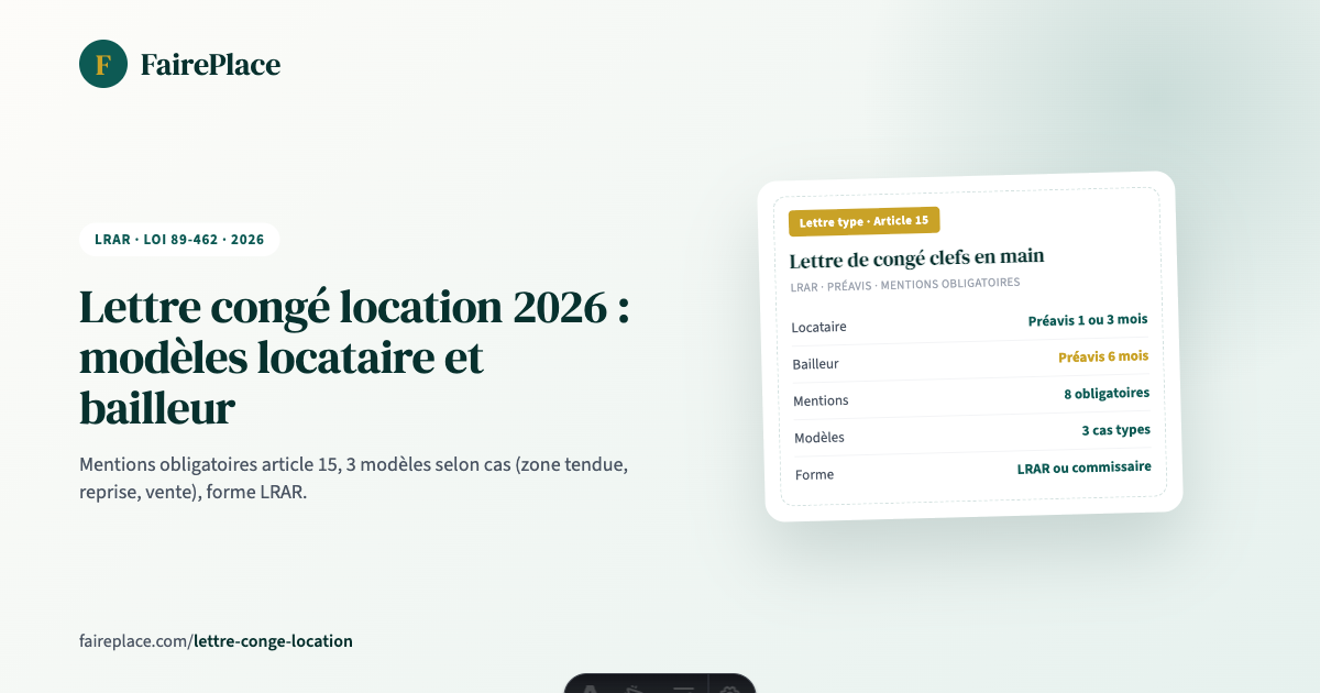 Lettre de congé location 2026 : modèles locataire et bailleur (LRAR ...
